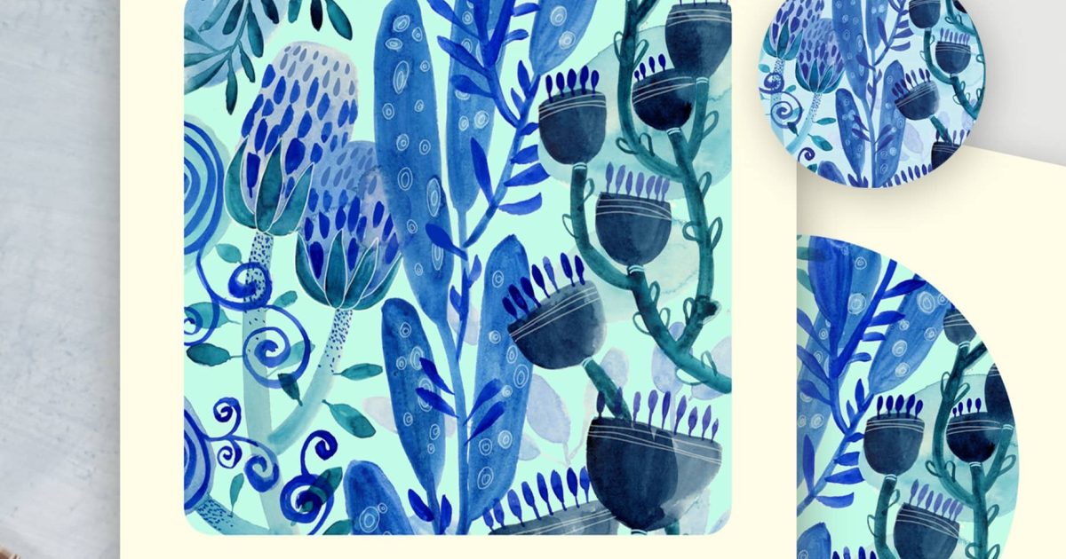 Přání - Flora v modré | UDRUMI